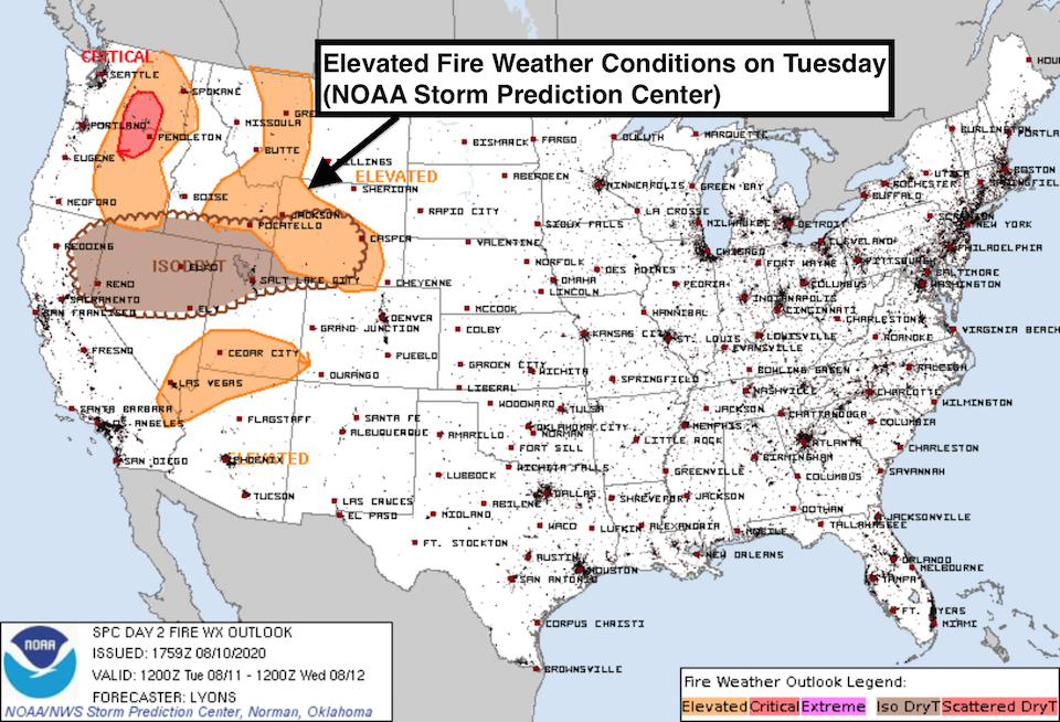 Red Flag Warning (Fire Weather) issued for Jackson Hole on Tuesday ...