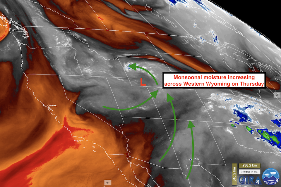 Thunderstorm activity increasing as monsoonal moisture arrives